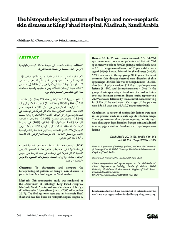 (PDF) The histopathological pattern of benign and non-neoplastic skin ...
