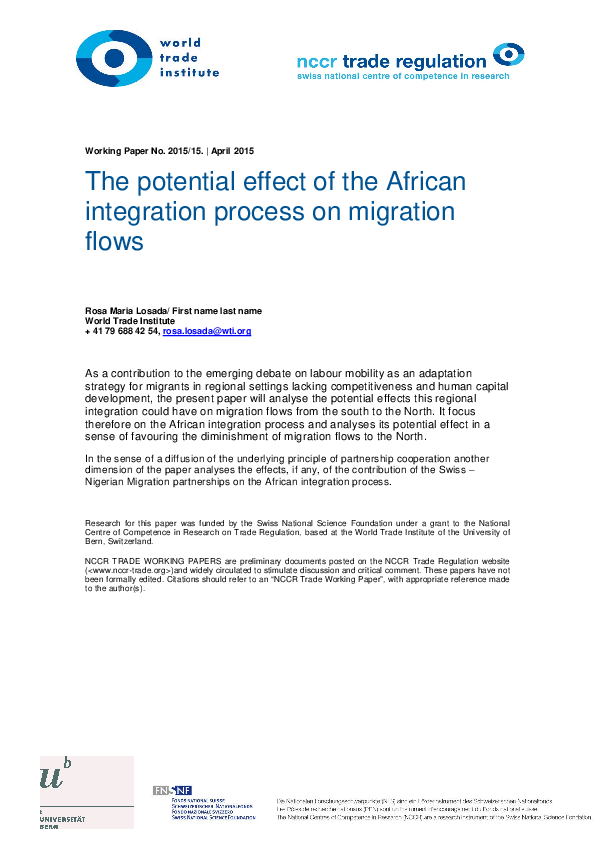 (PDF) The potential effect of the African integration process on ...