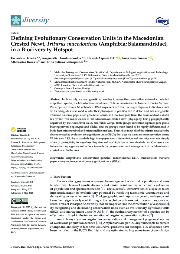 (PDF) Defining Evolutionary Conservation Units in the Macedonian ...