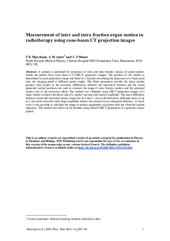 (PDF) Measurement of inter and intra fraction organ motion in ...
