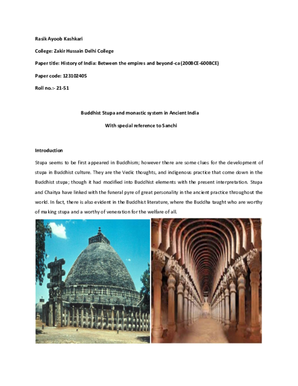 (PDF) Buddhist Stupa and monastic system in Ancient India With special ...