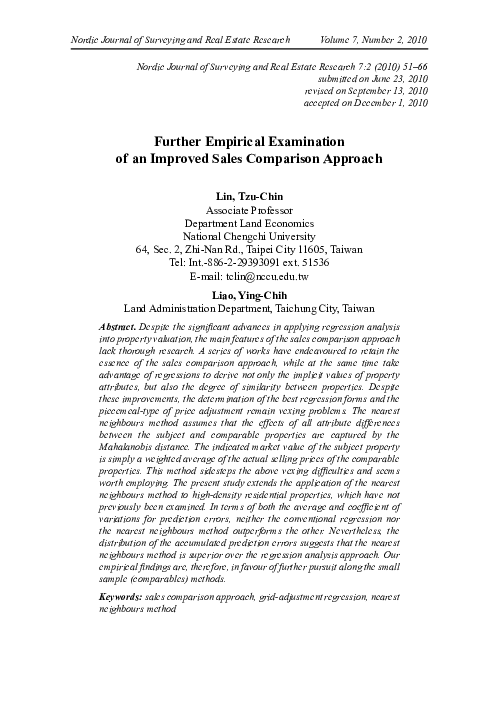 (PDF) Further Empirical Examination of an Improved Sales Comparison ...
