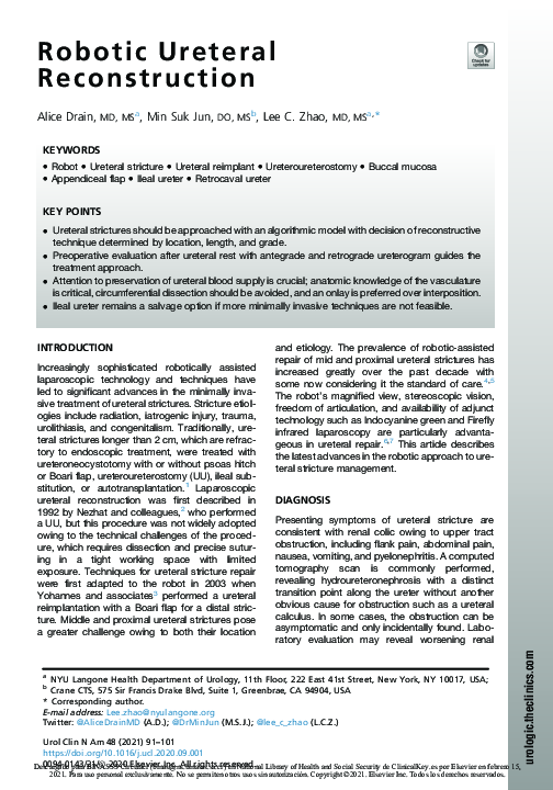 (PDF) Robotic Ureteral Reconstruction