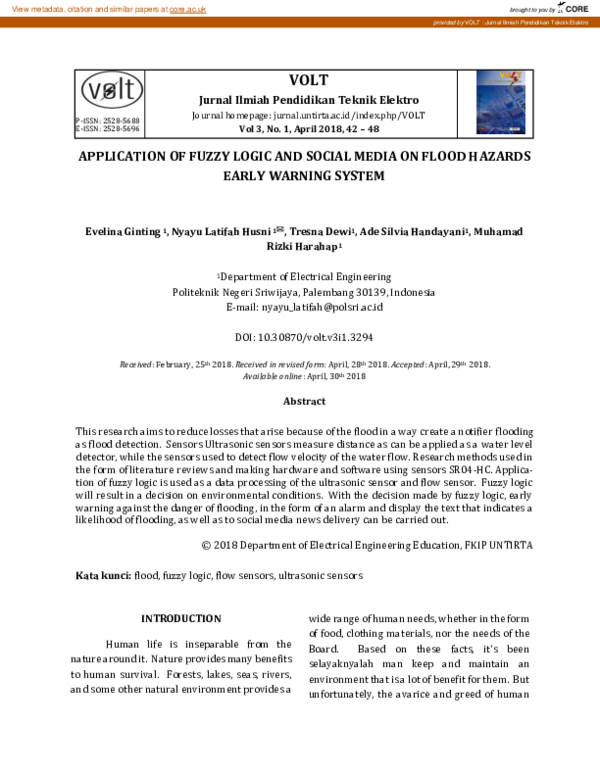 (PDF) Application of fuzzy logic and social media on flood hazards early warning system