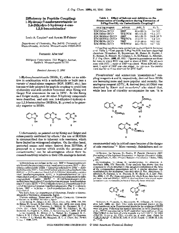 (PDF) Efficiency in Peptide Coupling:1-Hydroxy-7-azabenzotriazoleu