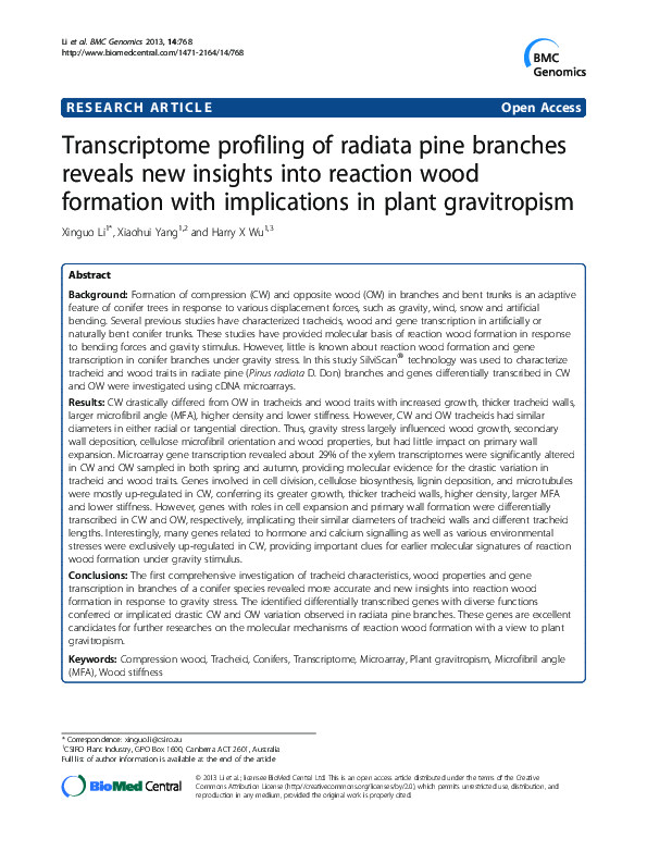 (PDF) Transcriptome profiling of radiata pine branches reveals new ...