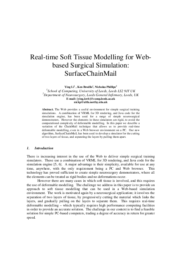 (PDF) Real-time soft tissue modelling for web-based surgical simulation ...