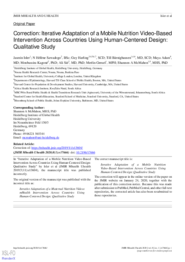 (PDF) Correction: Iterative Adaptation of a Mobile Nutrition Video ...