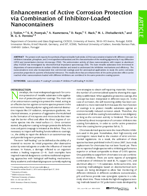 (PDF) Enhancement of Active Corrosion Protection via Combination of ...