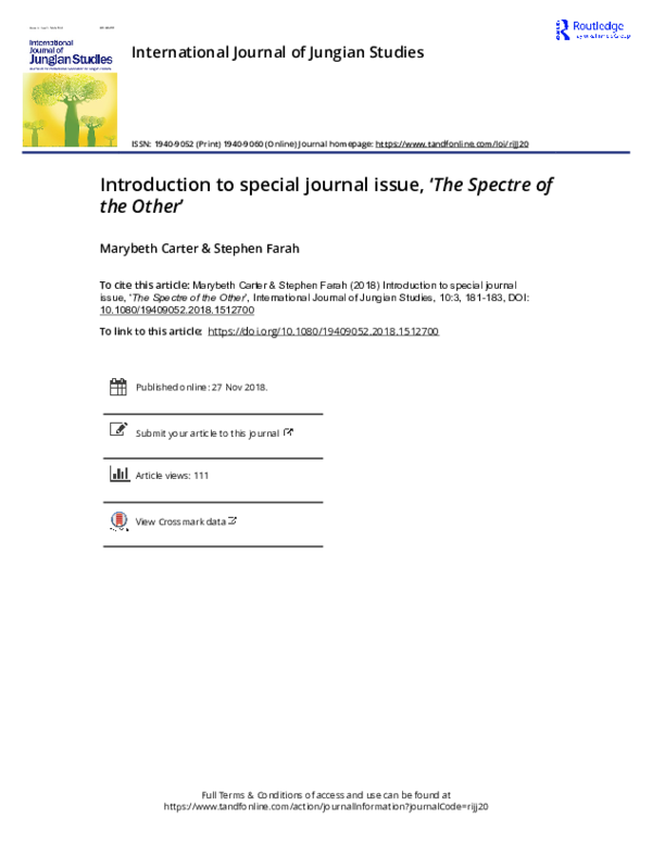 (PDF) Introduction to special journal issue, ‘The Spectre of the Other’
