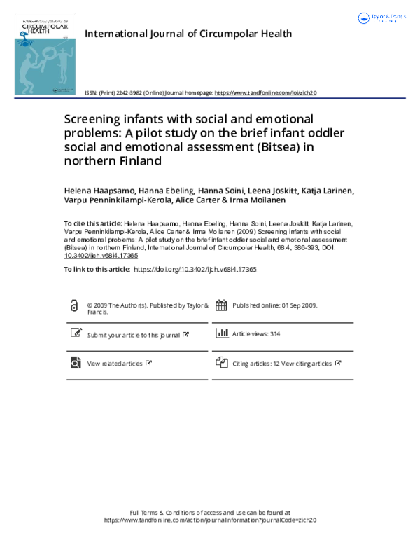 (PDF) Screening infants with social and emotional problems: A pilot ...