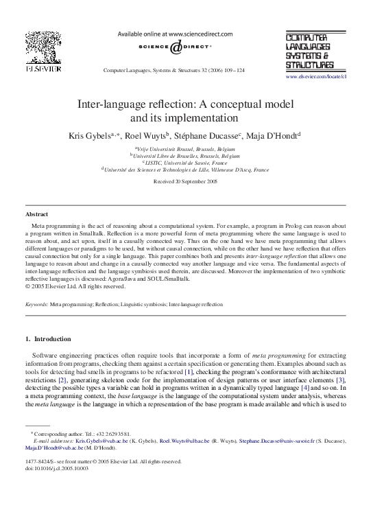 (PDF) Inter-language reflection: A conceptual model and its implementation