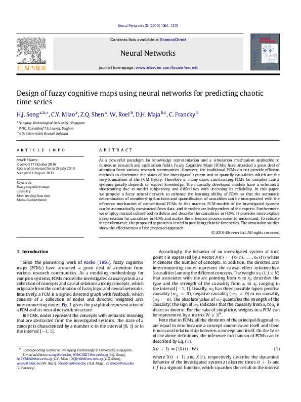 Pdf Design Of Fuzzy Cognitive Maps Using Neural Networks For