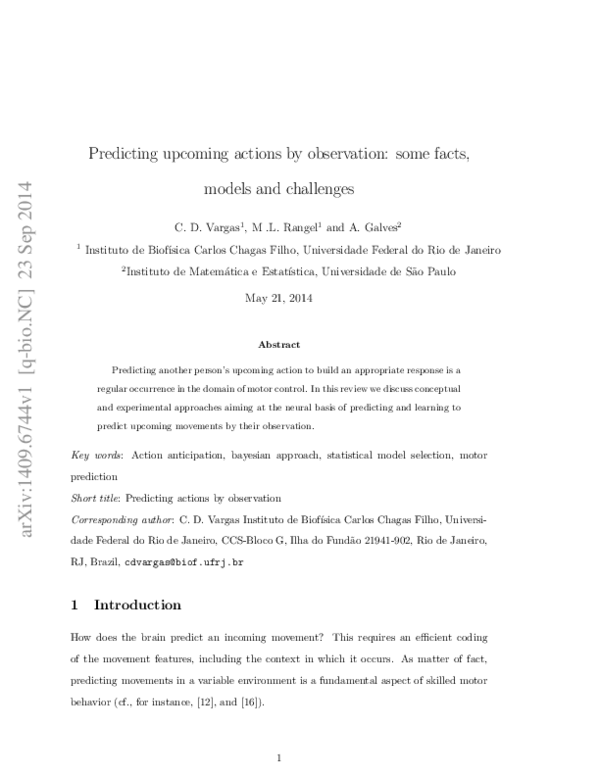 (PDF) Predicting upcoming actions by observation: some facts, models and challenges
