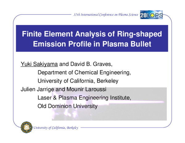 (PDF) Finite element analysis of ring-shaped emission profile in plasma bullet