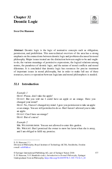 (PDF) Deontic Logic