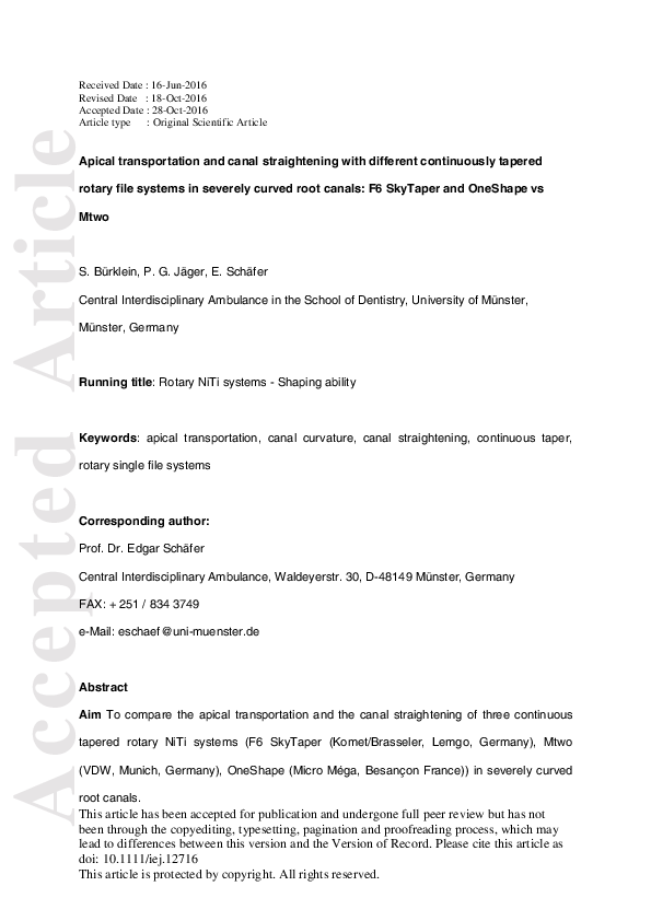 (PDF) Apical transportation and canal straightening with different ...