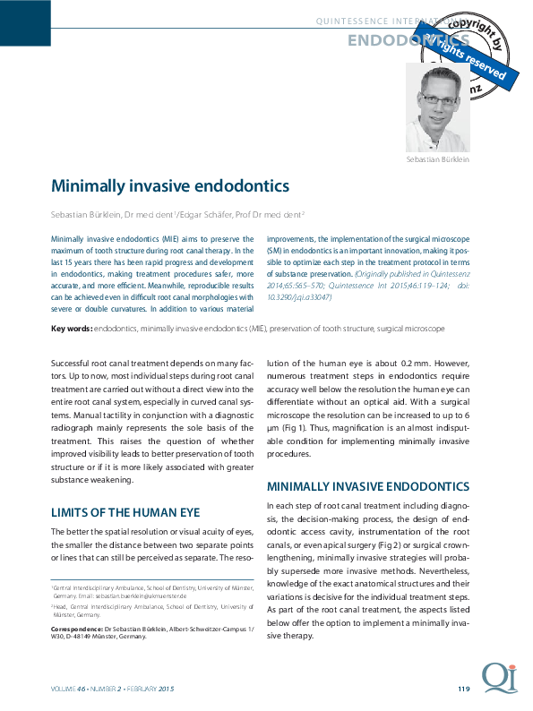(PDF) Minimally invasive endodontics
