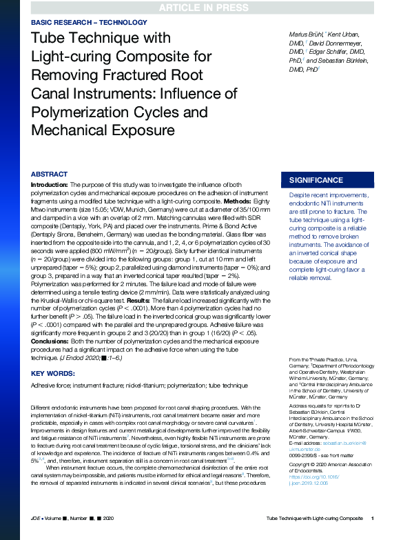 (PDF) Tube Technique with Light-curing Composite for Removing Fractured ...