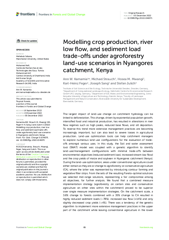 (PDF) Modelling crop production, river low flow, and sediment load ...