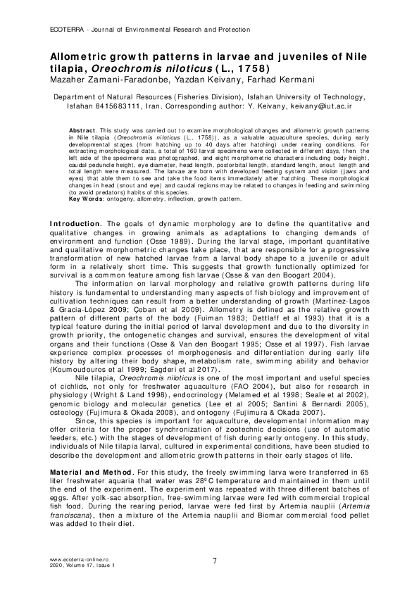 (PDF) Allometric growth patterns in larvae and juveniles of Nile ...