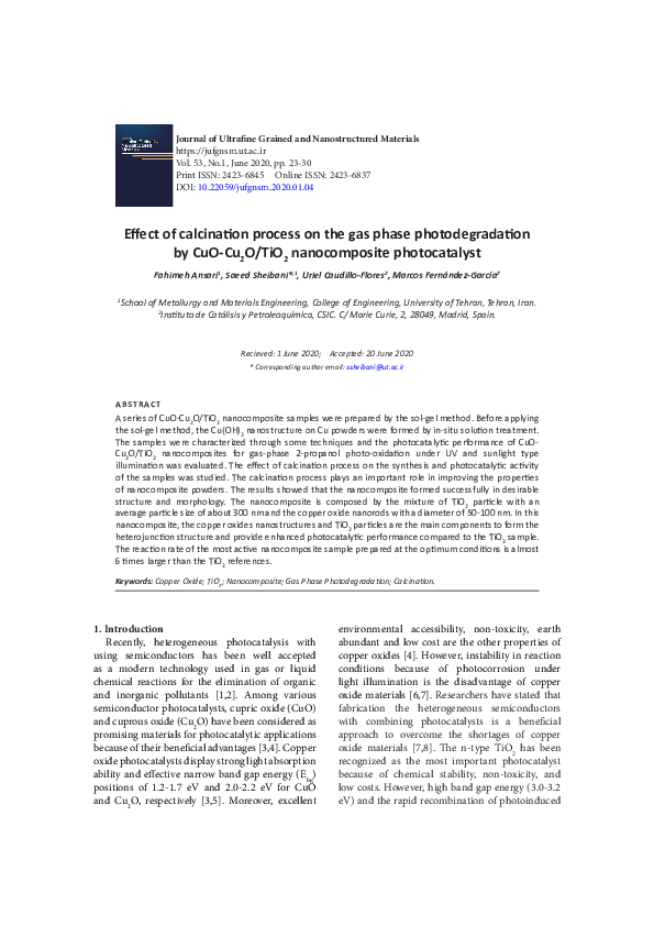 (PDF) Effect of calcination process on the gas phase photodegradation ...