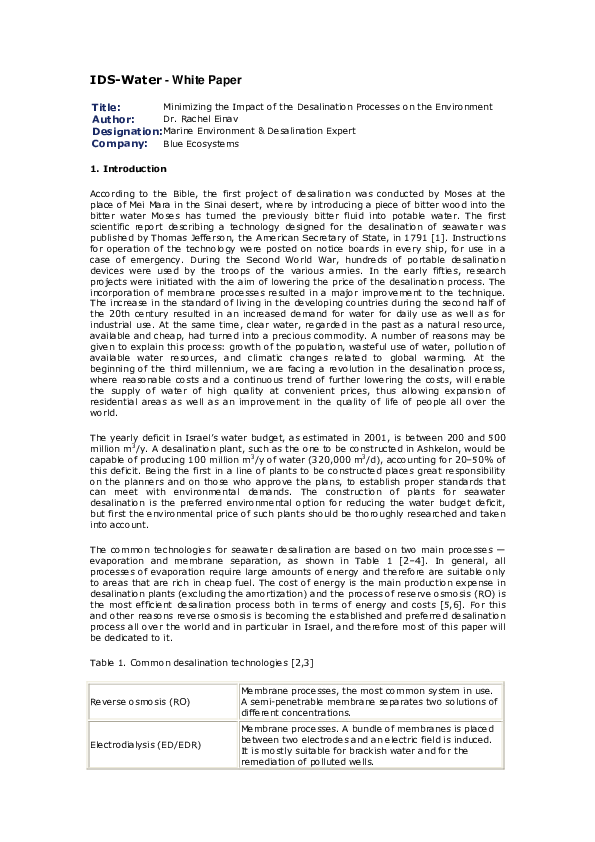 (PDF) IDS-Water-White Paper
