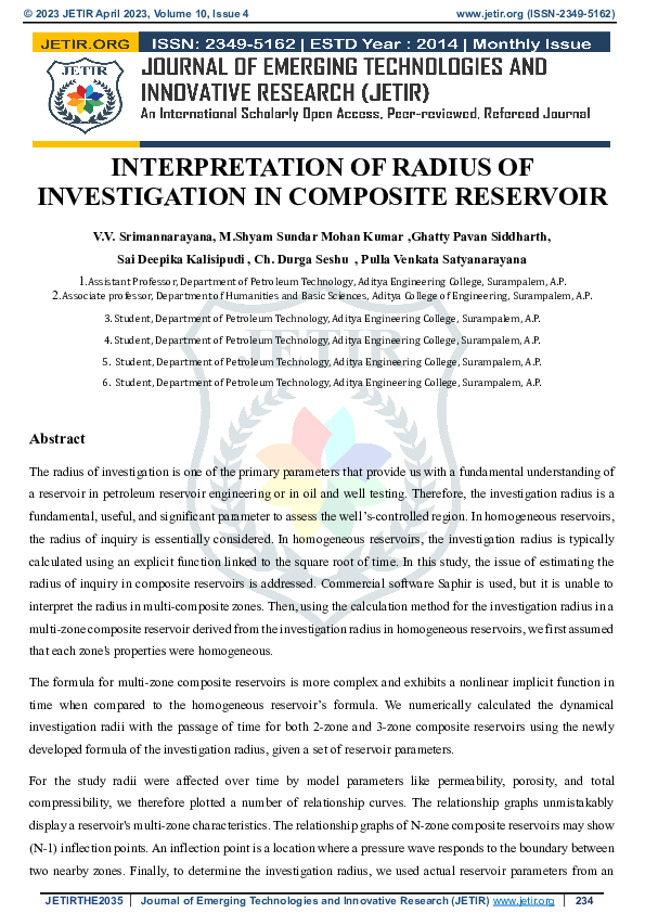 (PDF) INTERPRETATION OF RADIUS OF INVESTIGATION IN COMPOSITE RESERVOIR