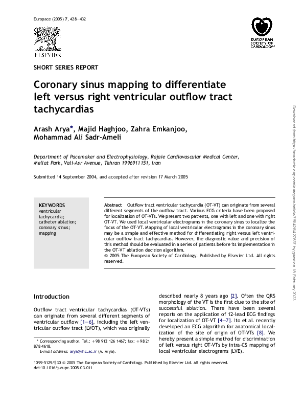 (PDF) Coronary sinus mapping to differentiate left versus right ...