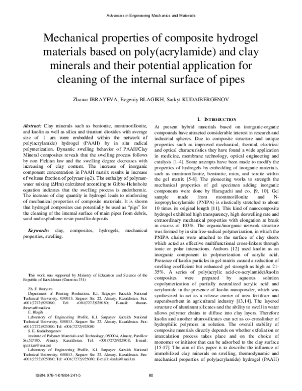 (PDF) Mechanical properties of composite hydrogel materials based on ...
