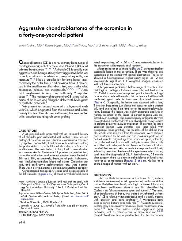 (PDF) Aggressive chondroblastoma of the acromion in a forty-one-year ...