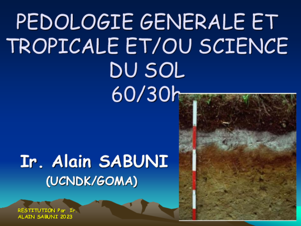(PDF) PEDOLOGIE GENERALE ET TROPICALE ET/OU SCIENCE DU SOL 60/30h