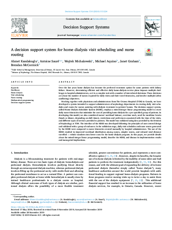 (PDF) A decision support system for home dialysis visit scheduling and ...