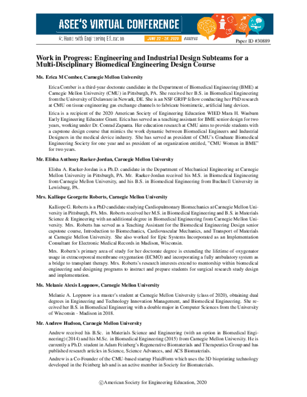 (PDF) WIP: Engineering and Industrial Design Sub-teams for a Multi ...
