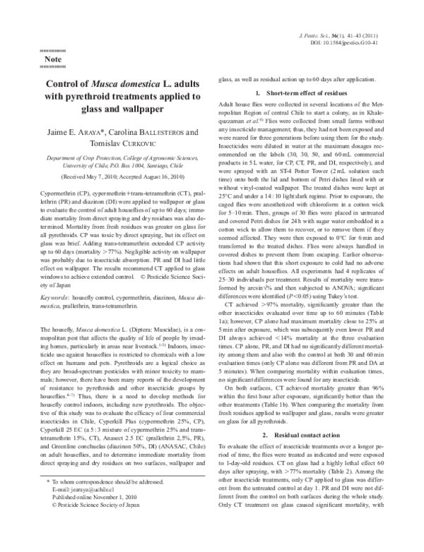 (PDF) Control of Musca domestica L. adults with pyrethroid treatments ...
