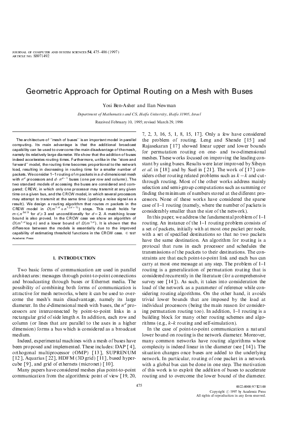 (PDF) Geometric Approach for Optimal Routing on a Mesh with Buses