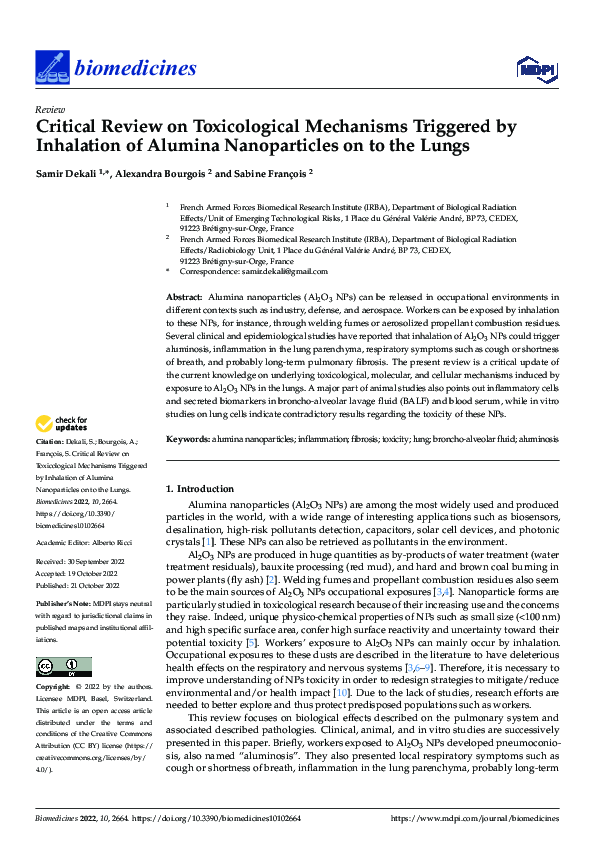 (PDF) Critical Review on Toxicological Mechanisms Triggered by Inhalation of Alumina ...
