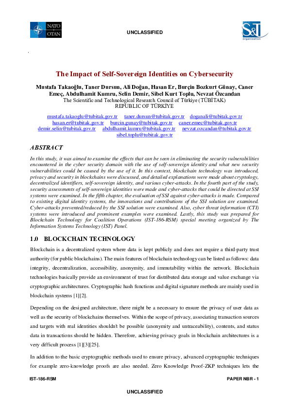 (PDF) The Impact of Self-Sovereign Identities on CyberSecurity
