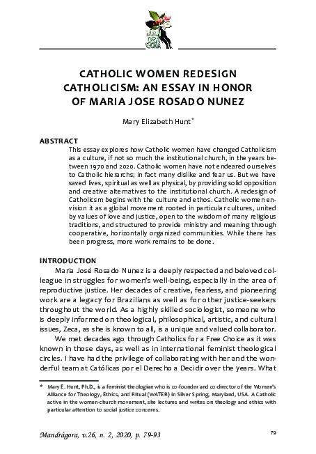 (PDF) Catholic Women Redesign Catholicism: an essay in honor of Maria ...