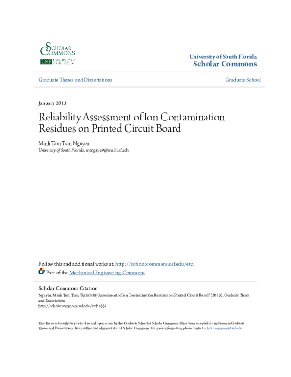 (PDF) Reliability Assessment of Ion Contamination Residues on Printed ...