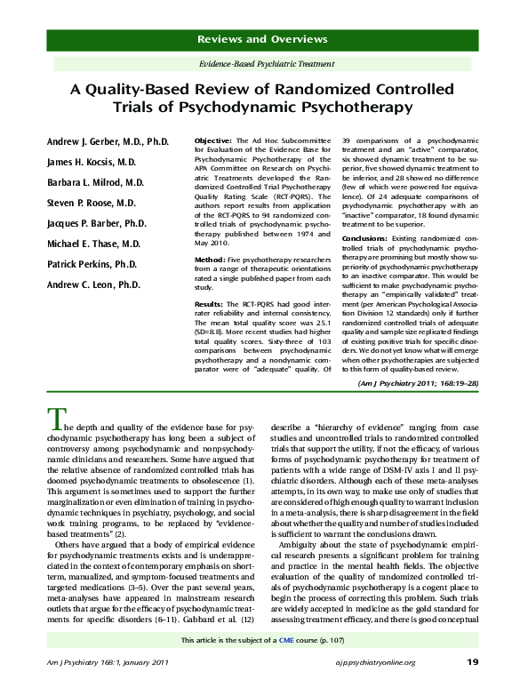 (PDF) A Quality-Based Review of Randomized Controlled Trials of Cognitive-Behavioral Therapy for ...