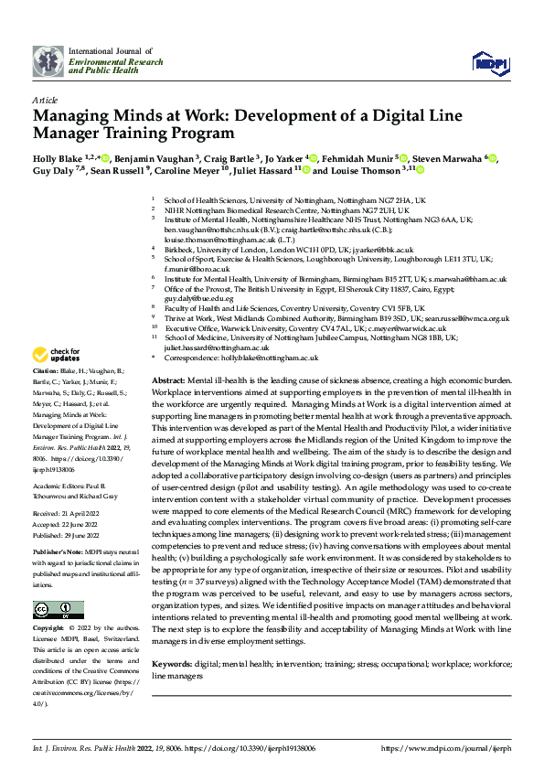 (PDF) Managing Minds at Work: Development of a Digital Line Manager ...