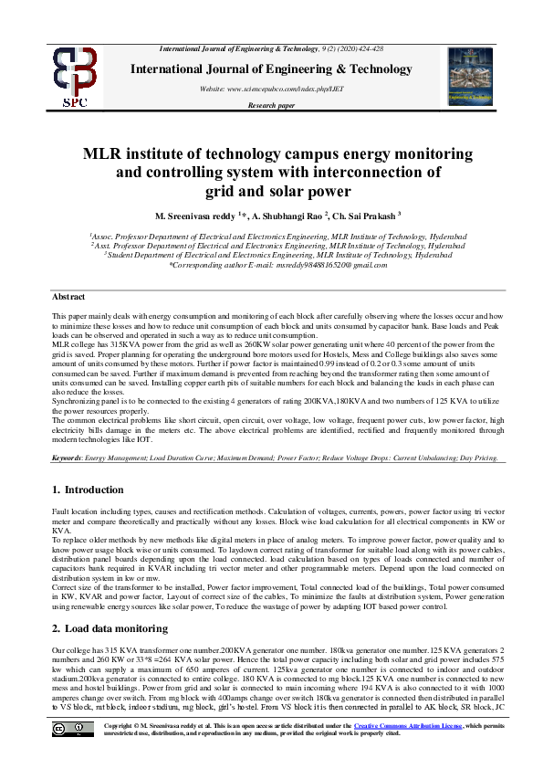 (PDF) MLR institute of technology campus energy monitoring and ...
