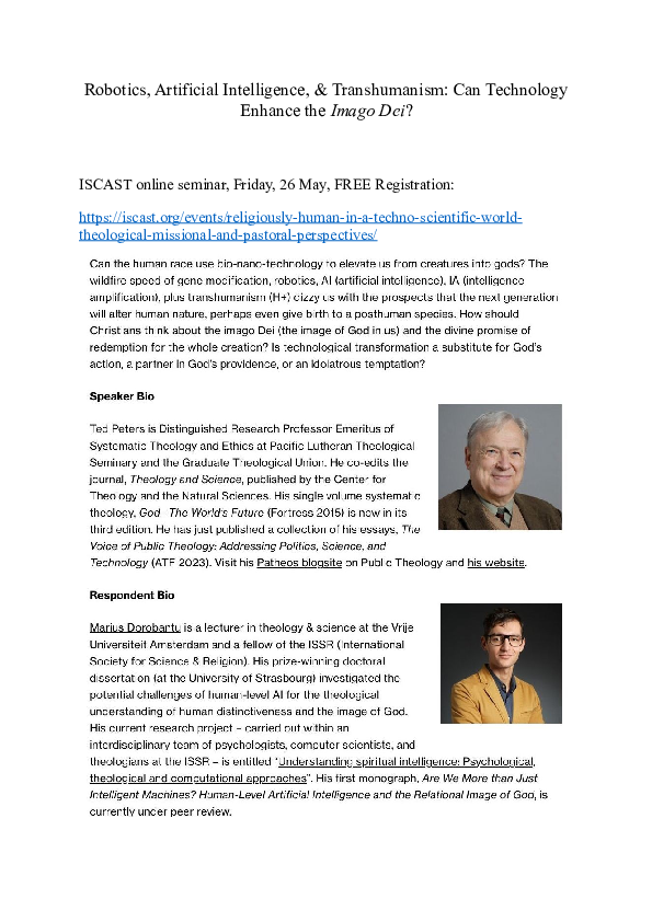 (DOC) Robotics, Artificial Intelligence, & Transhumanism: Can Technology Enhance the Imago Dei?