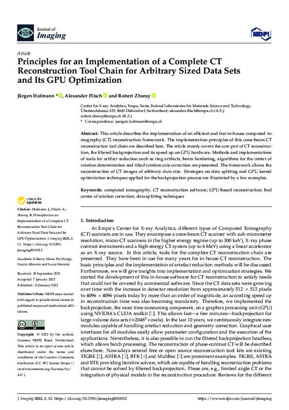 Pdf Principles For An Implementation Of A Complete Ct Reconstruction Tool Chain For Arbitrary