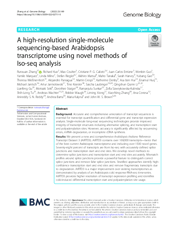 Pdf A High Resolution Single Molecule Sequencing Based Arabidopsis