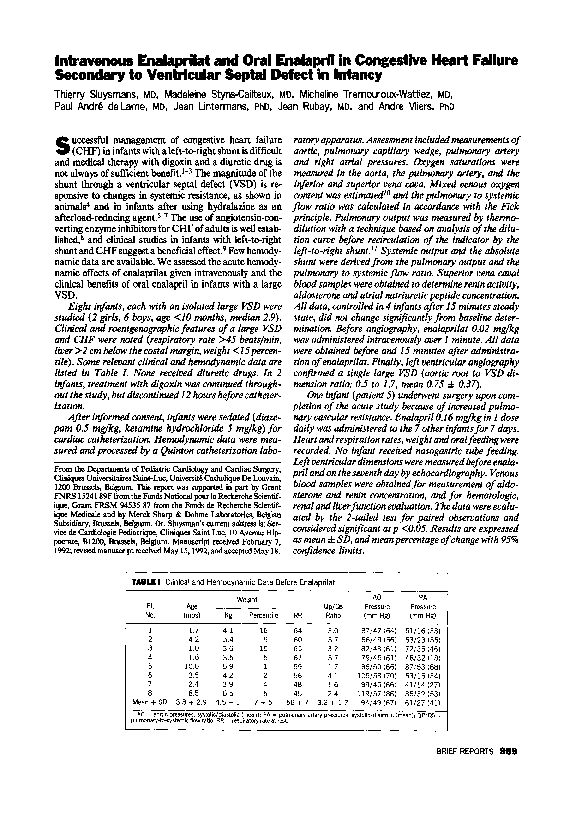 (PDF) Intravenous enalaprilat and oral enalapril in congestive heart ...