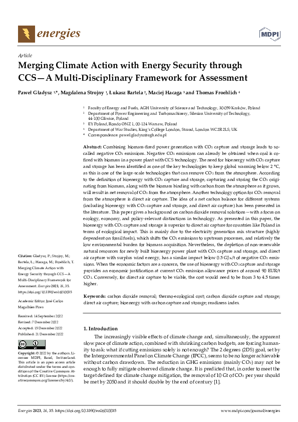 (PDF) Merging Climate Action with Energy Security through CCS—A Multi ...