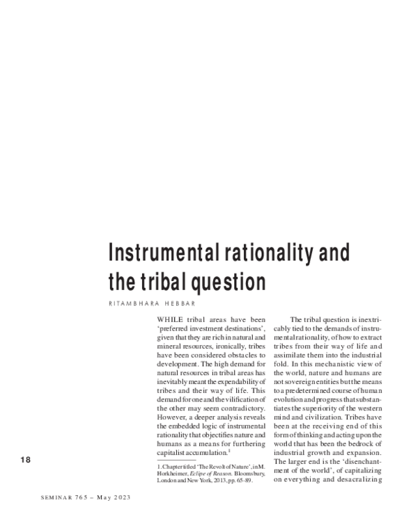 (PDF) Instrumental Rationality and the Tribal Question