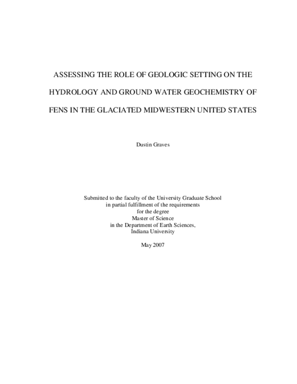 (PDF) Assessing the Role of Geologic Setting on the Hydrology and ...
